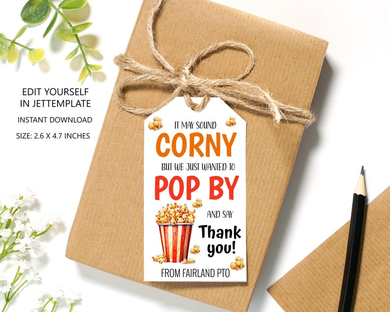 EDITABLE Popcorn Thank You Tags, Teacher Staff Employee Appreciation ...