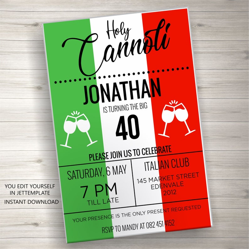 Editable Italian Party Invitation, Holy Cannoli, Retirement Invitation ...