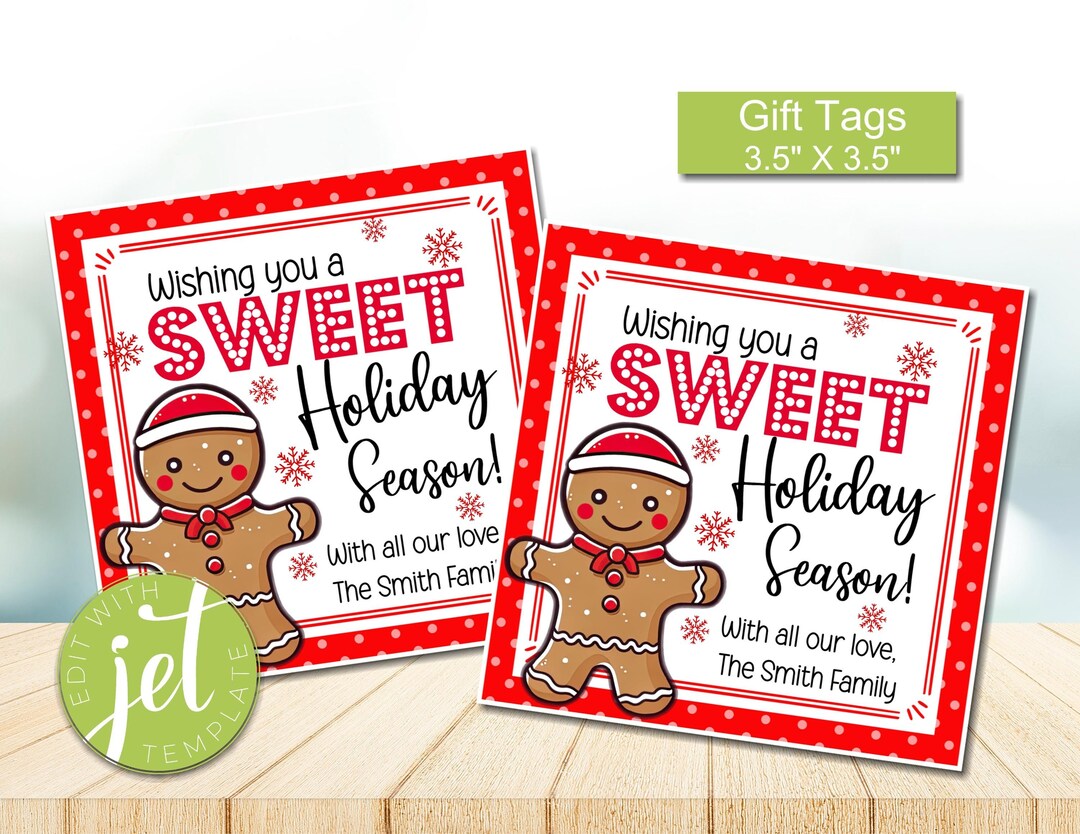 Editable Christmas Gift Tags, Merry Christmas Tag, Sweet Happy Holidays ...