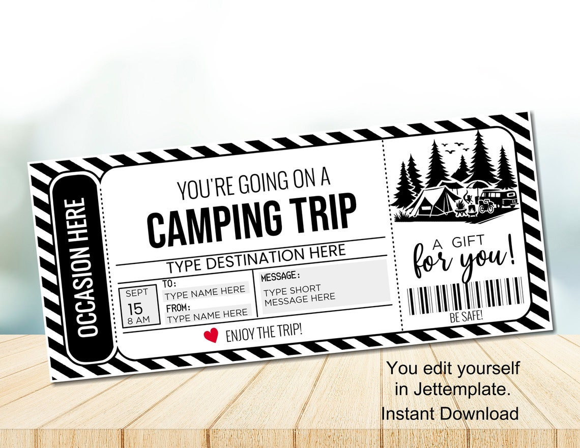 Editable Camping Trip Voucher, Surprise Camping Trip Coupon ...