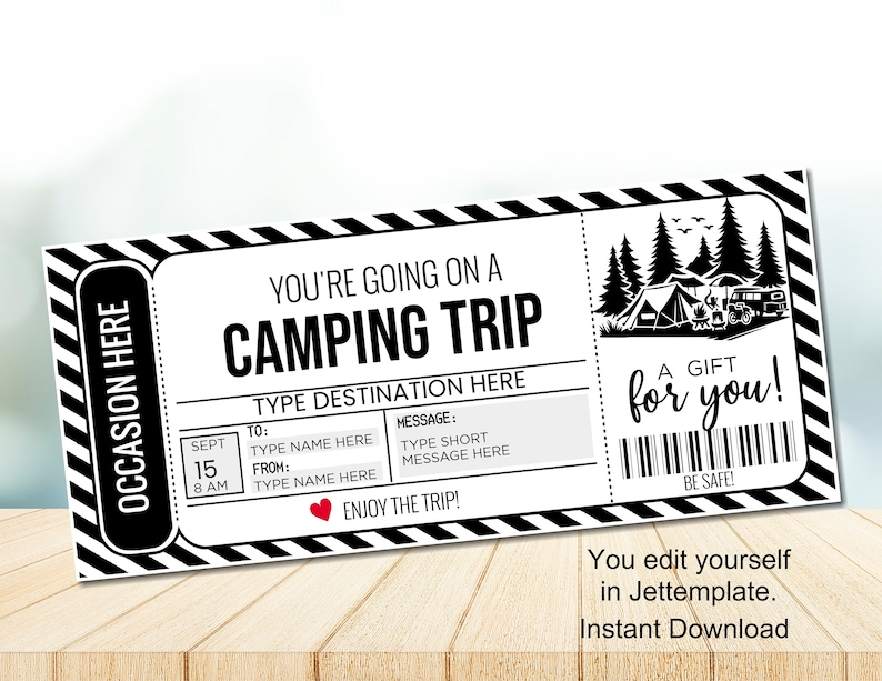 Editable Camping Trip Voucher, Surprise Camping Trip Coupon ...