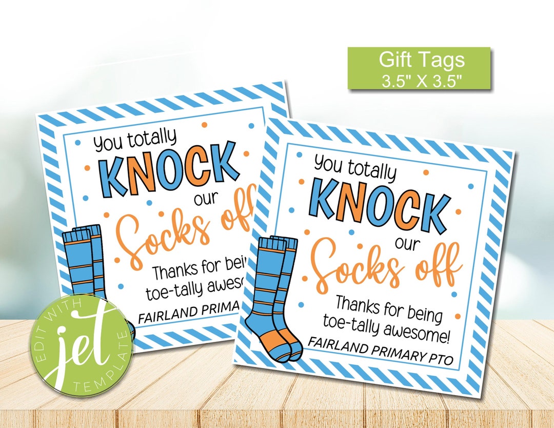Editable You Knock My Socks Off, Sock Gift Tag, Foot Hamper Tag ...