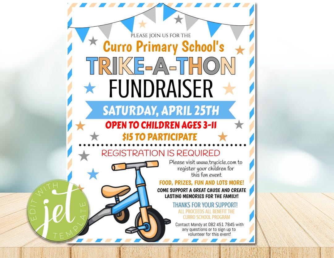 Editable Trike-a-thon Fundraiser Flyer, Printable Bike Handout, School ...