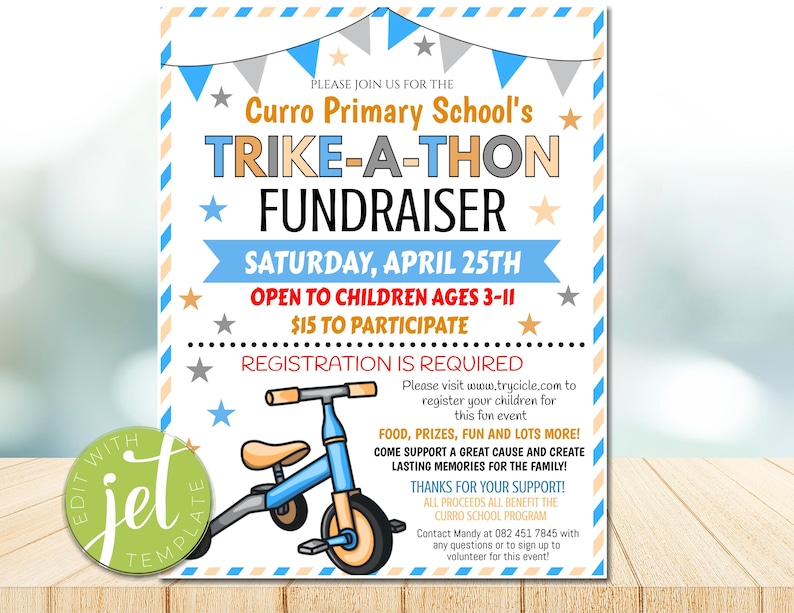 Editable Trike-a-thon Fundraiser Flyer, Printable Bike Handout, School ...