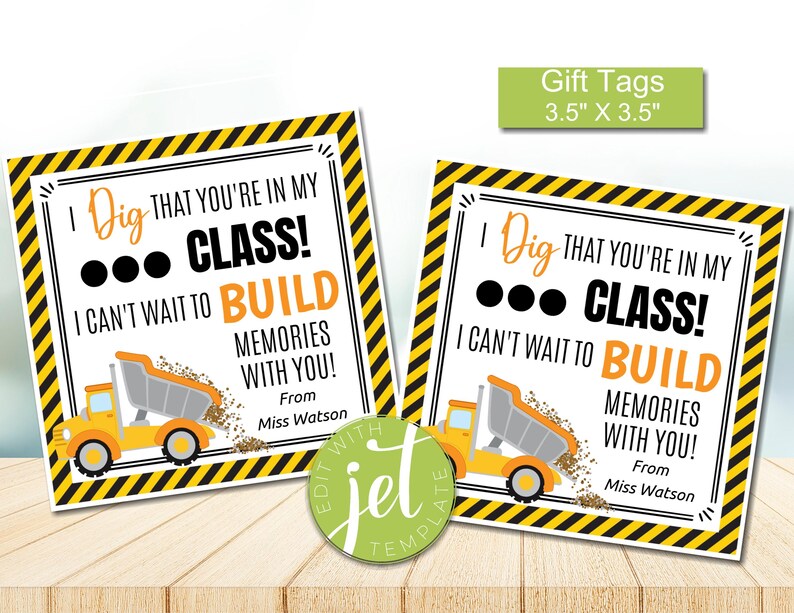 Editable Construction Build Memories With You Back to School Teacher ...