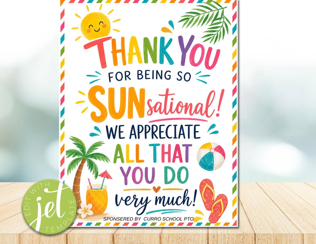 Thanks for Being Sun-sational Sign | Tropical Beach Appreciation ...