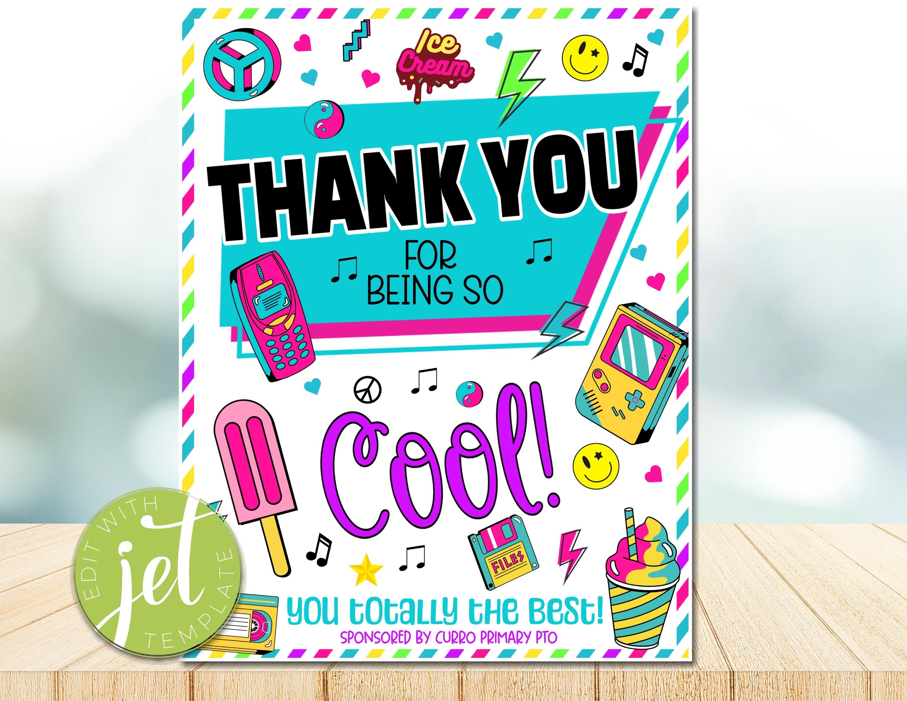 EDITABLE 80s 90s Theme Staff Teacher Appreciation Printable Decor Signs ...