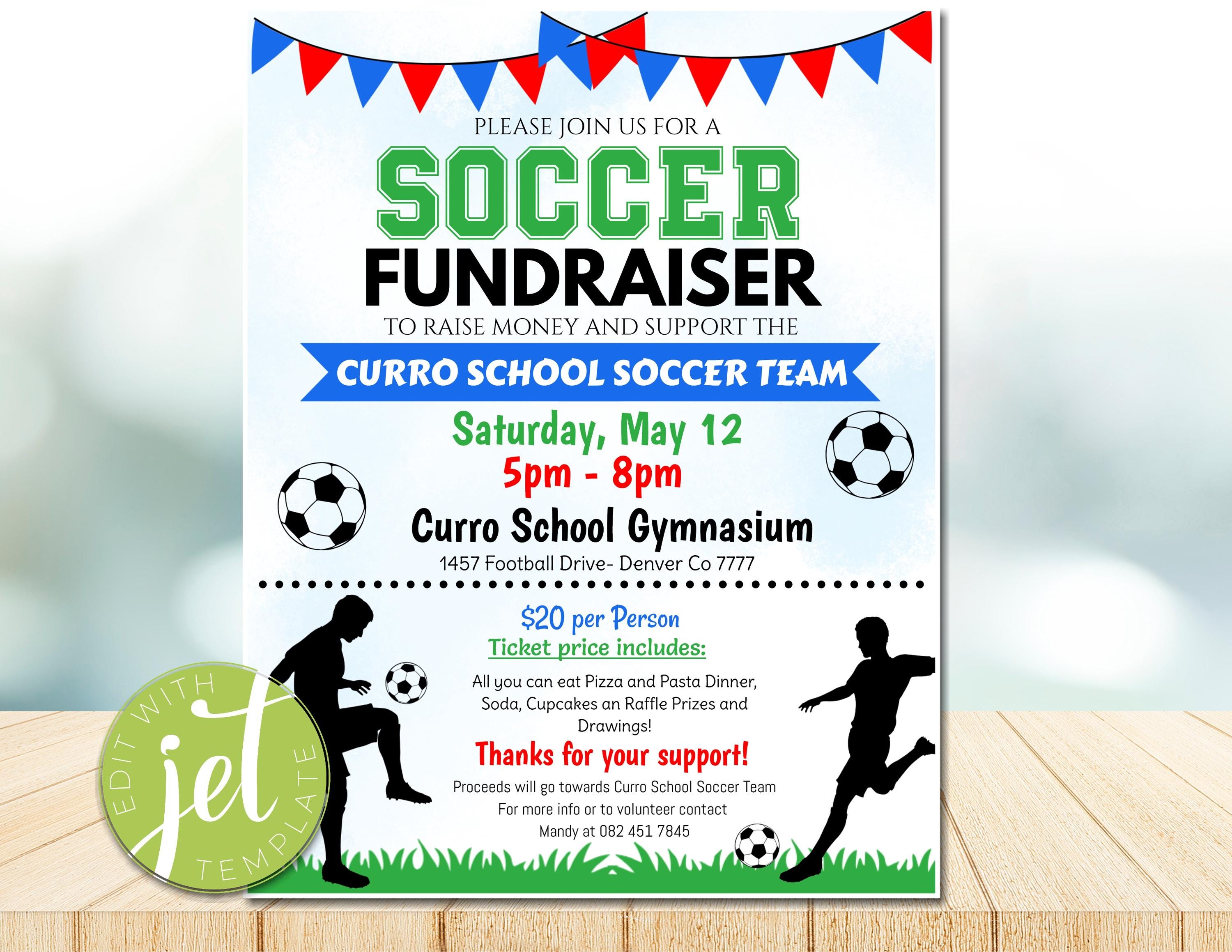 EDITABLE Soccer Fundraiser Flyer Benefit Fundraiser Event, Team Sports ...