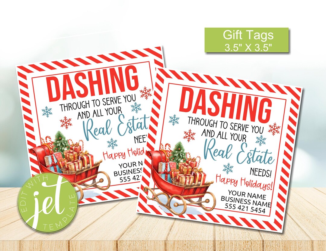 Christmas Real Estate Referral Gift Tag, Editable Holiday Marketing ...