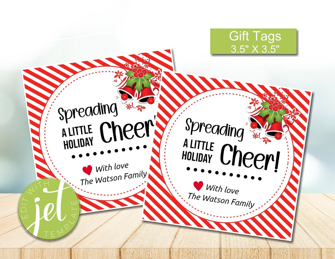 Editable Christmas Cheer Gift Tag, Editable Holiday Gift Tag for ...