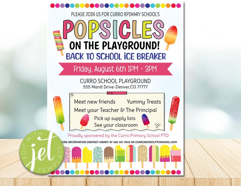 Editable Popsicles on the Playground Flyer, Back to School Icebreaker ...