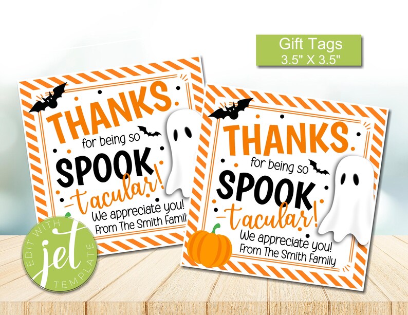 Editable Halloween Gift Tags, Fall Appreciation Tags, Thanks for Being ...