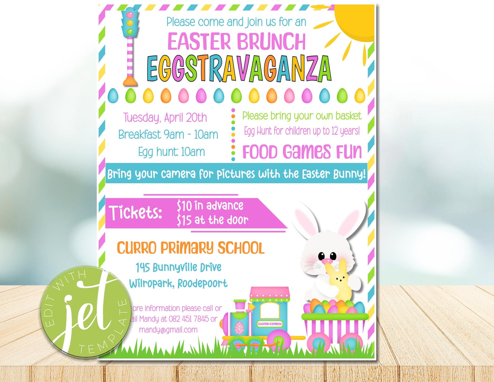 EDITABLE Easter Brunch Egg Hunt Flyer, Easter Eggstravangza Invite ...