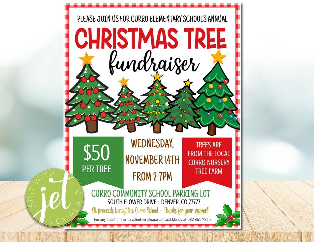 EDITABLE Christmas Tree Fundraiser Flyer,christmas Charity Nonprofit ...