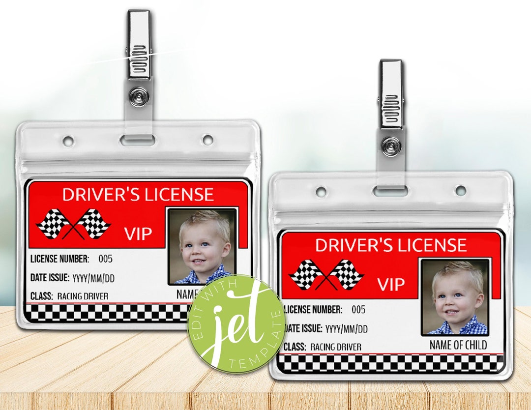 Editable Race Car Driver's License, ID Badge, Cars Birthday, License ID ...
