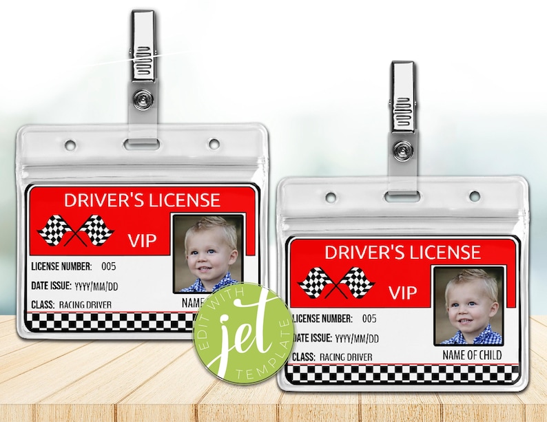 Editable Race Car Driver's License, ID Badge, Cars Birthday, License ID ...