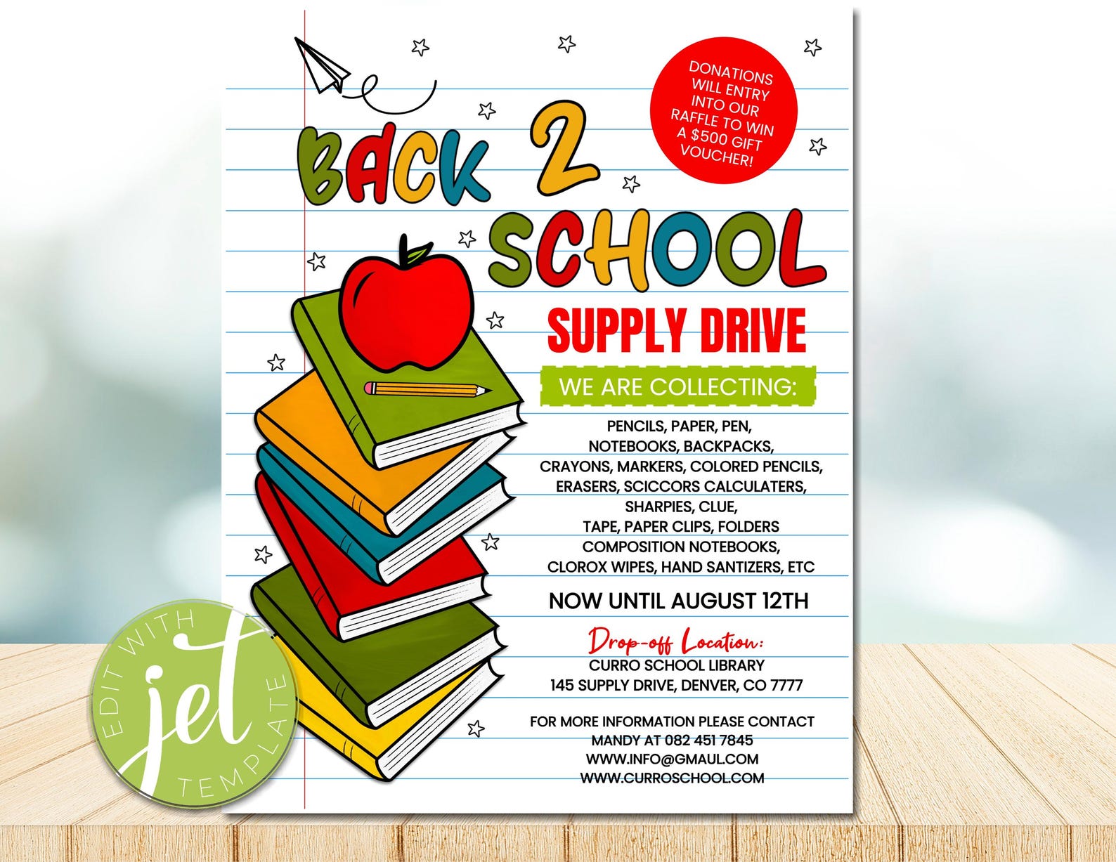 EDITABLE School Supply Drive Flyer, PTA PTO Flyer,school Supplies ...