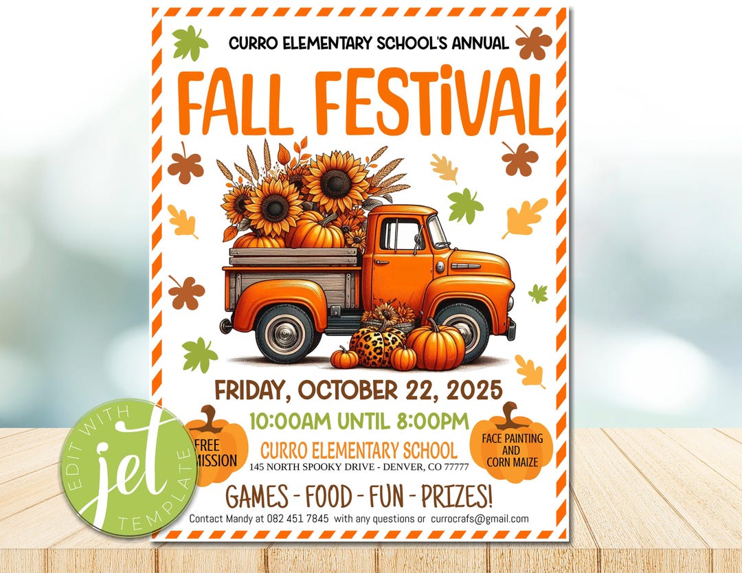 EDITABLE Fall Festival Fall Harvest Flyer, Halloween Invitation ...