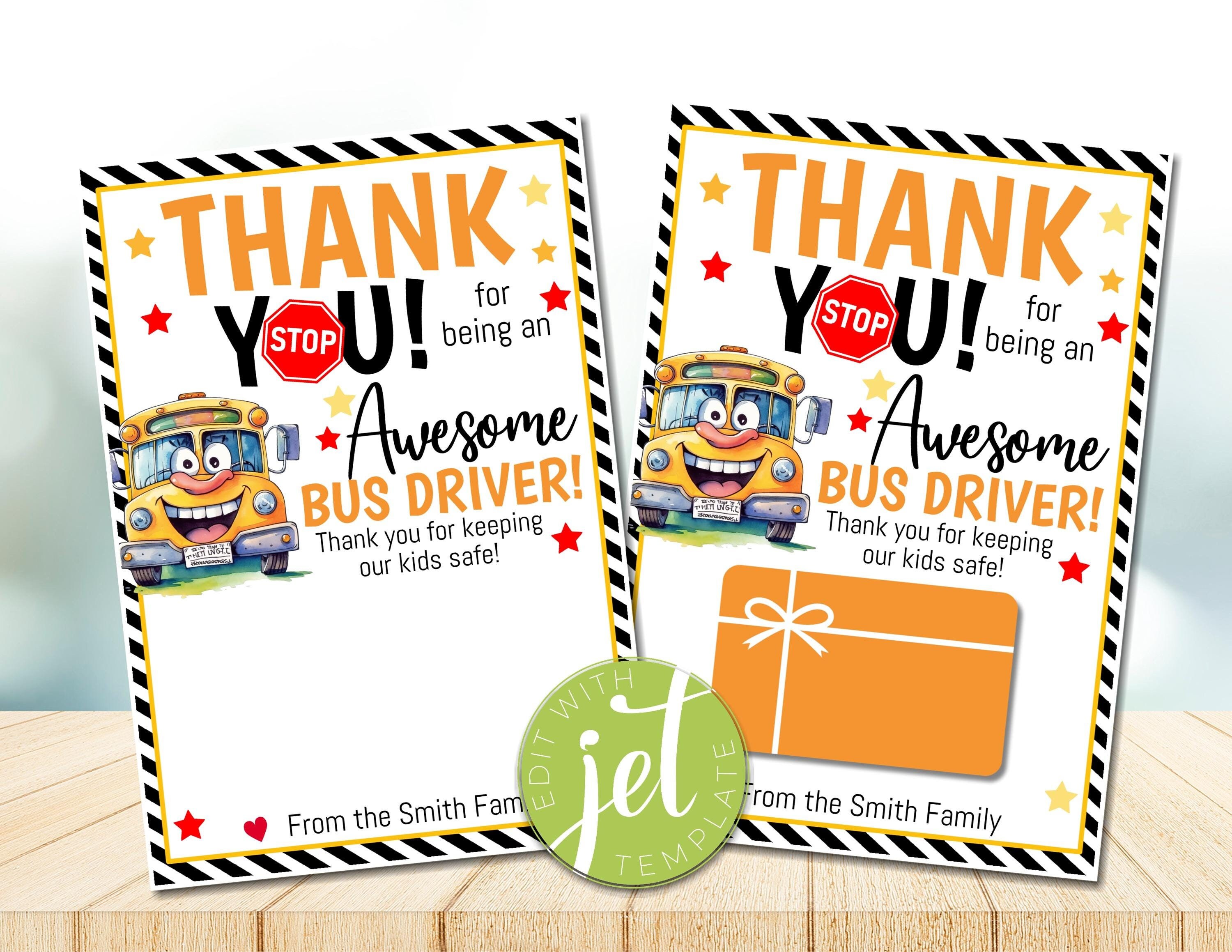 Editable Bus Driver Gift, Bus Driver Appreciation, Bus Driver Gift Card ...