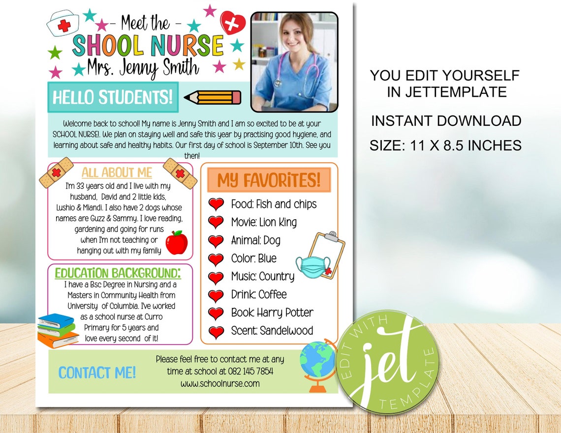 Editable Meet the School Nurse Letter Printable Back to School Note ...