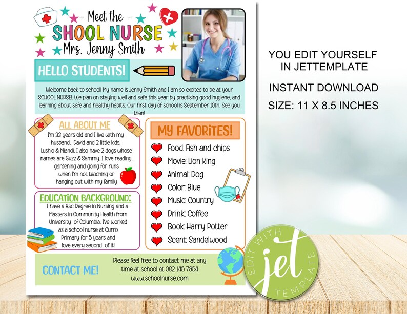 Editable Meet the School Nurse Letter Printable Back to School Note ...