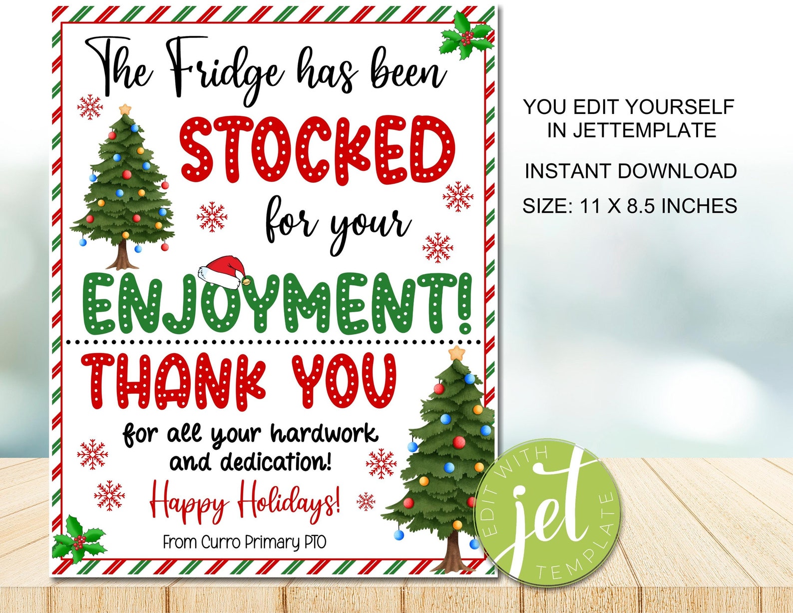 Editable the Fridge Has Been Stocked for Your Enjoyment Christmas Sign ...
