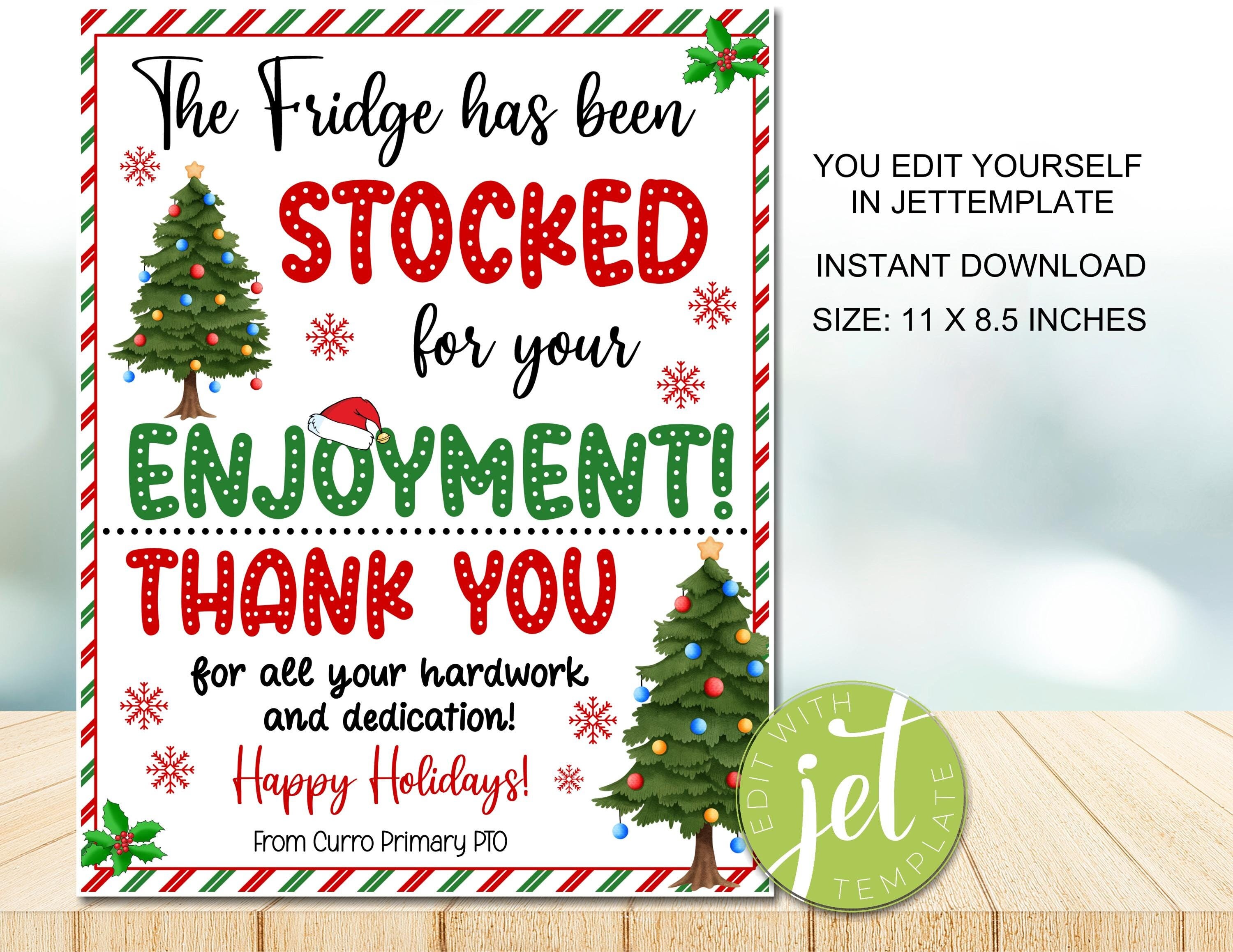 Editable the Fridge Has Been Stocked for Your Enjoyment Christmas Sign ...