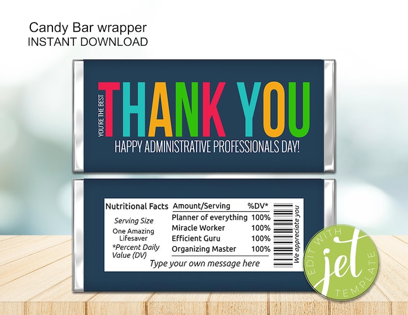 Editable Administrative Professionals, Printable Candy Bar Wrappers ...