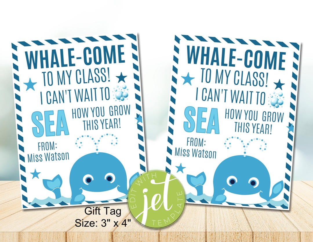 Editable Whale-come to My Class Back to School Welcome Tag, Student ...