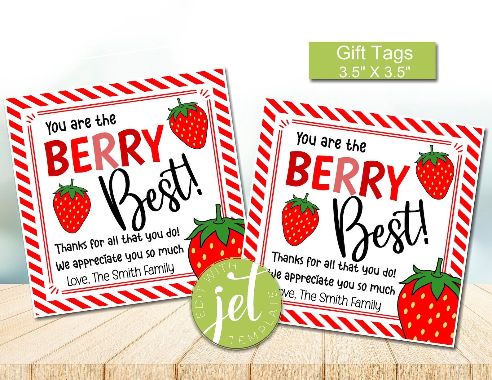 Editable Strawberry Appreciation Gift Tag, You Are the Berry Best ...