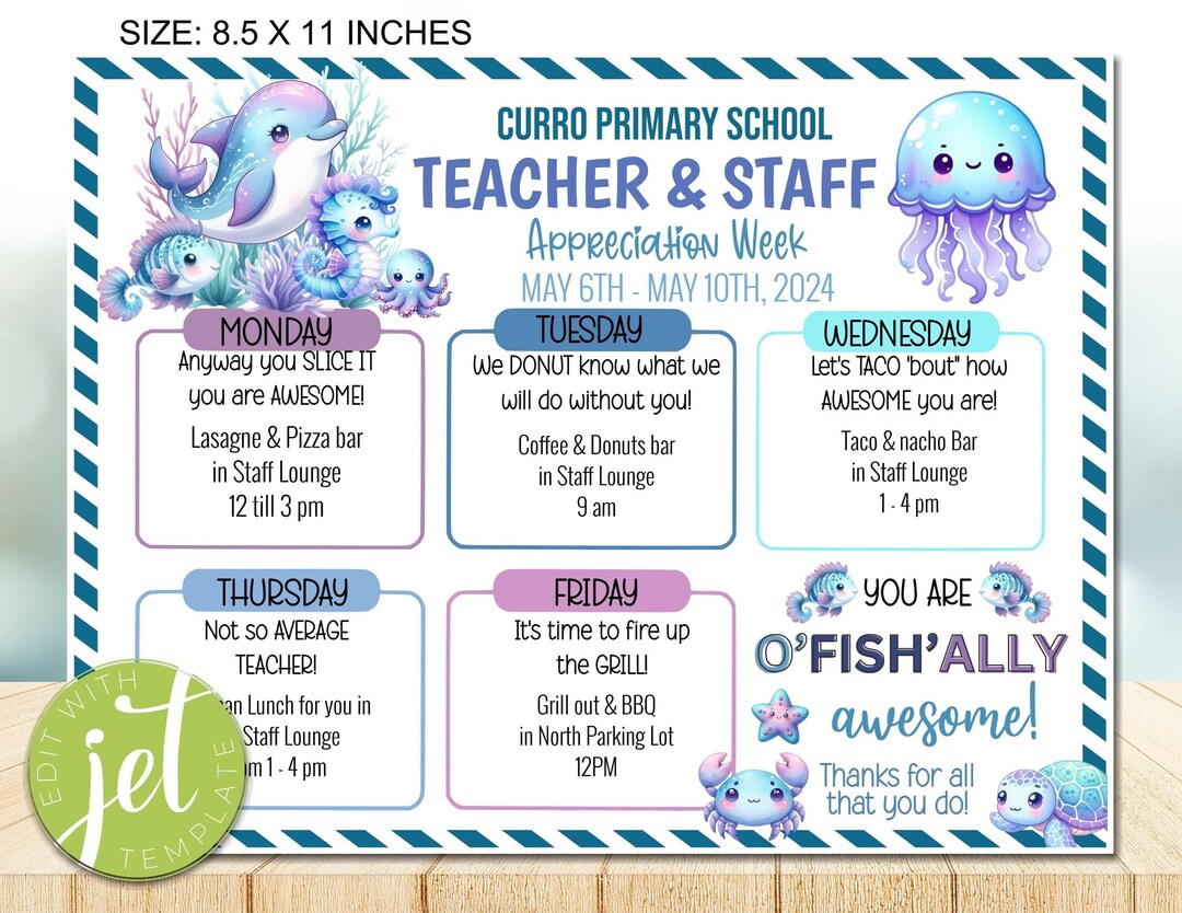 EDITABLE Under the Sea Teacher & Staff Appreciation Flyer, Ocean ...