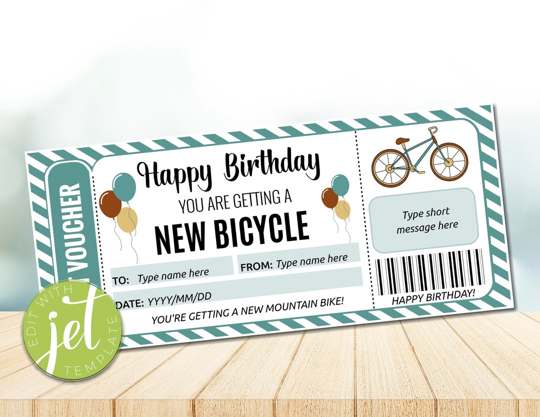 Editable New Bicycle Gift Voucher Template, New Bike Voucher, New Bike ...