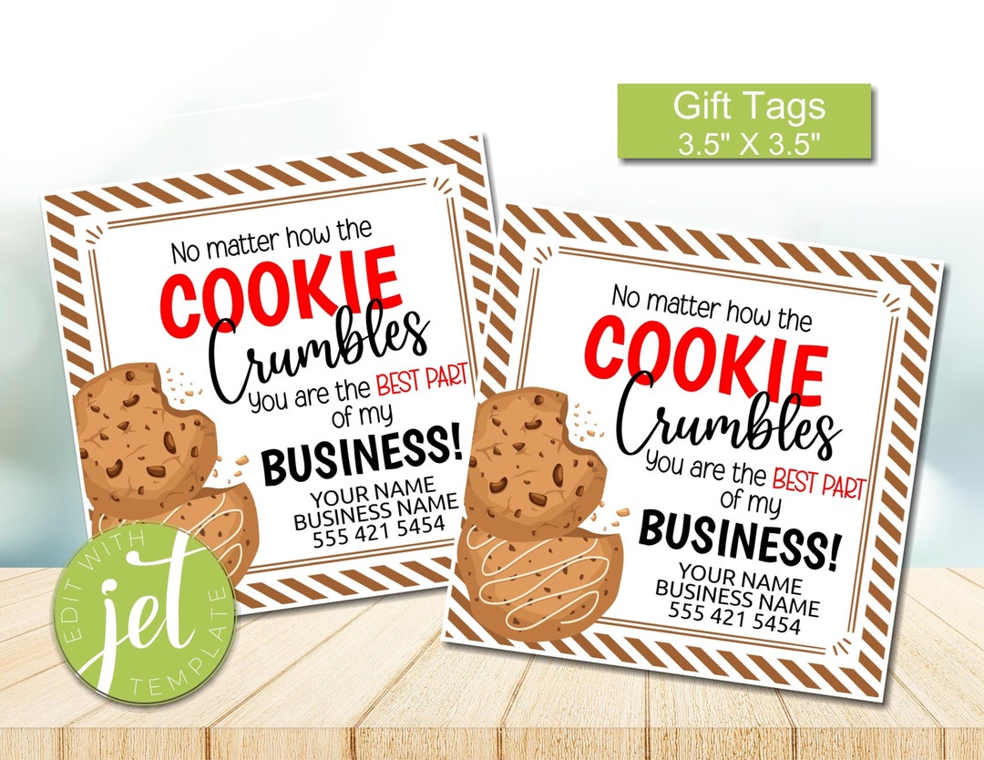 Editable Cookie Tags Printable, Real Estate Pop by Tag, Cookie Crumbles ...