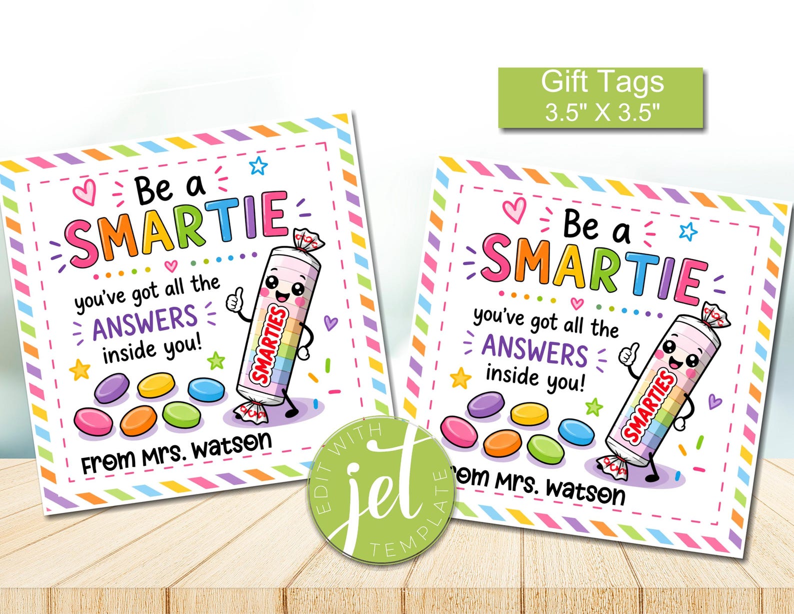 Smartie Test Day Gift Tag, Encouragement Candy Label, Digital Download ...
