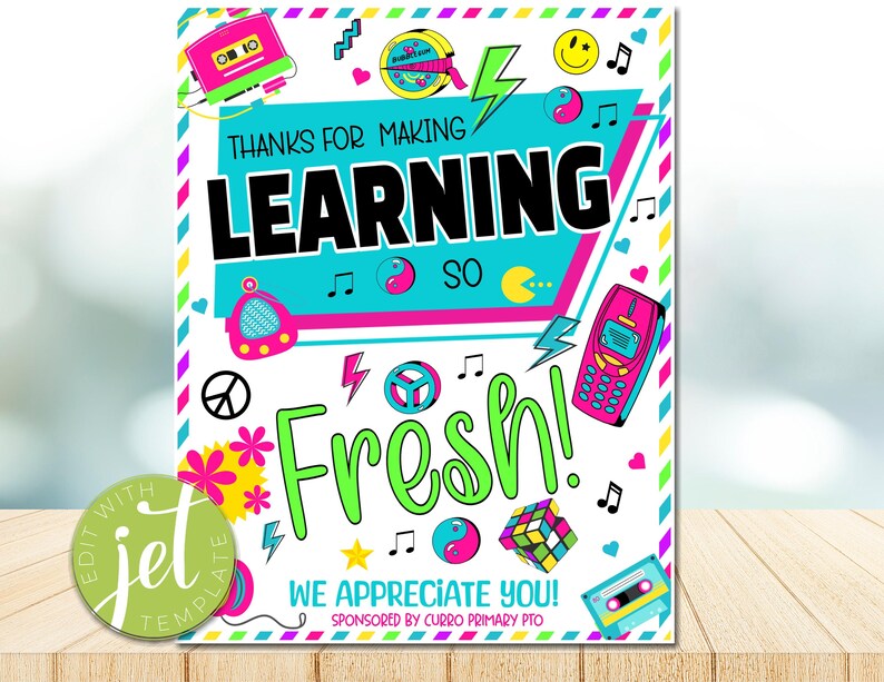 EDITABLE 80s 90s Theme Staff Teacher Appreciation Printable Decor Signs ...