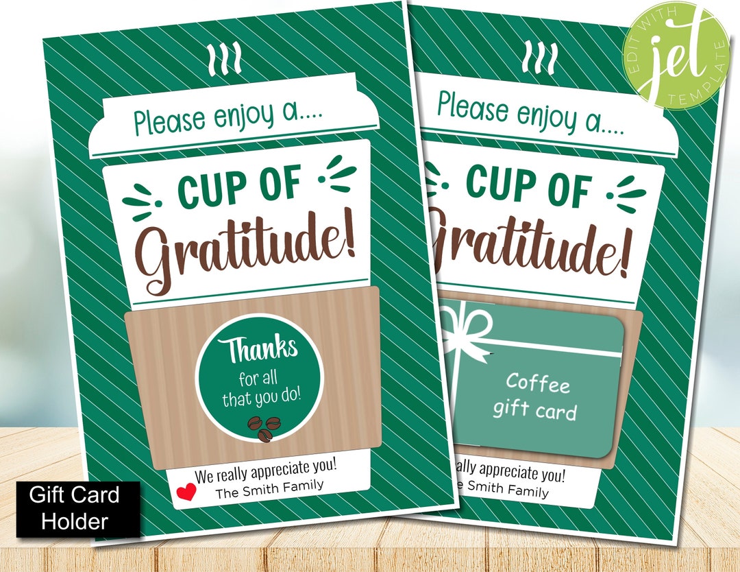 Editable Teacher Appreciation Week Card, Teacher Coffee Gift Card ...