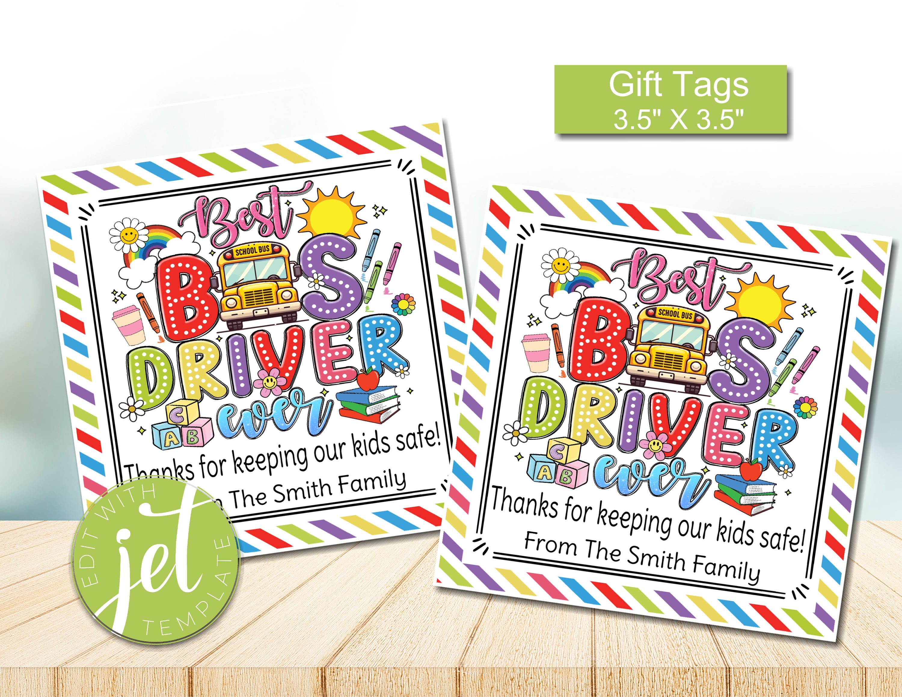 Editable Bus Driver's Thank You Gift Tags, National Bus Driver ...