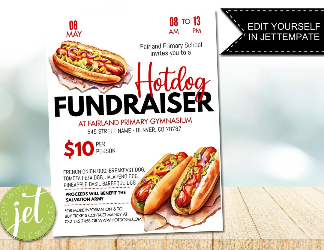 EDITABLE Hotdog Fundraiser Flyer, Printable PTA, PTO, School Church Hot ...
