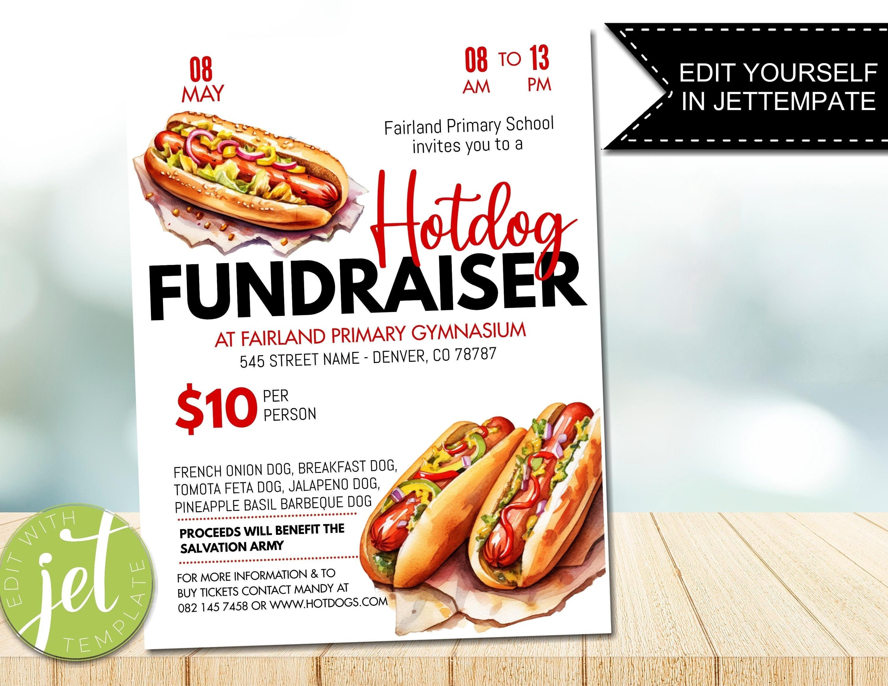 EDITABLE Hotdog Fundraiser Flyer, Printable PTA, PTO, School Church Hot ...