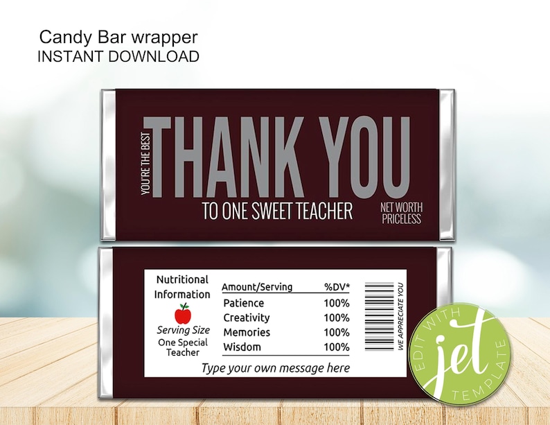 Editable Teacher Thank You, to One Sweet Teacher Appreciation Gift ...