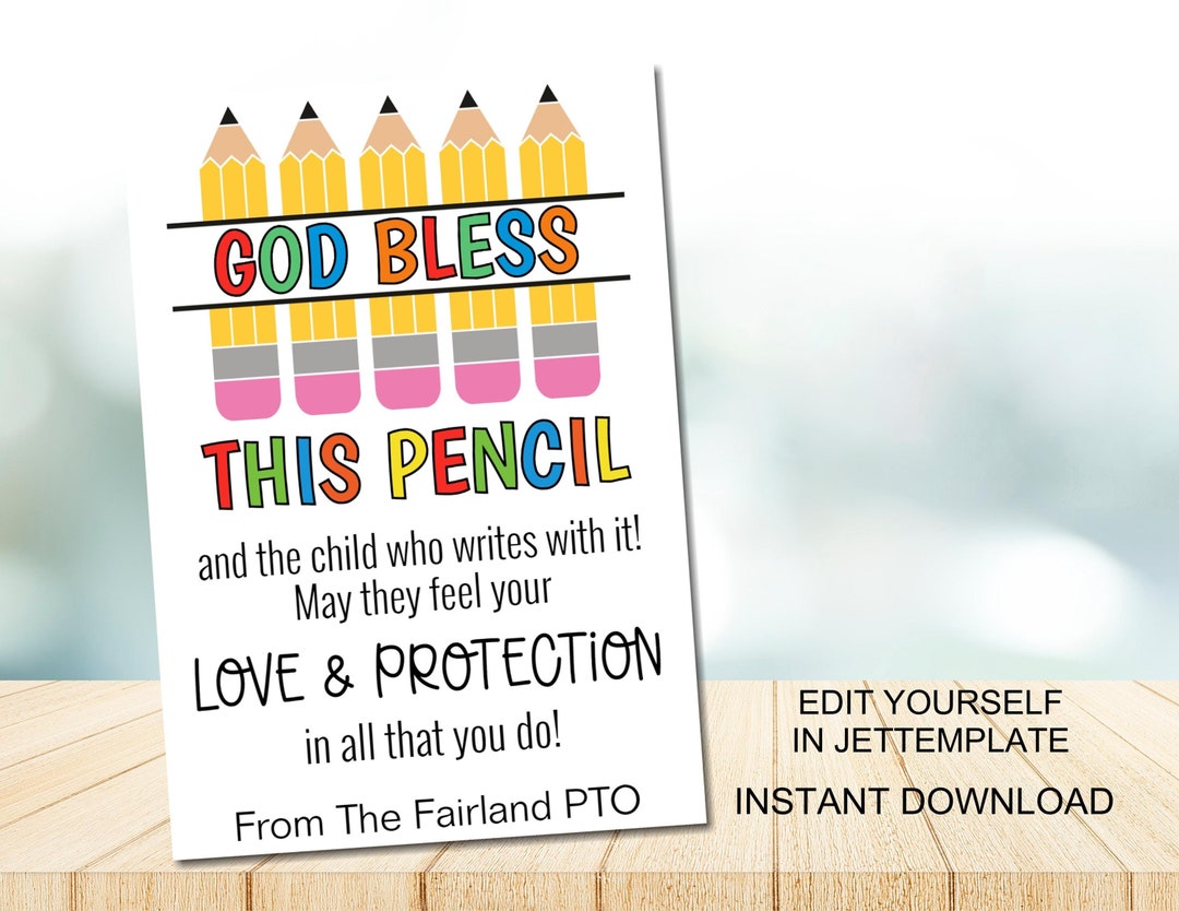 EDITABLE Pencil Blessings Tag, Sunday School Printable, Church ...