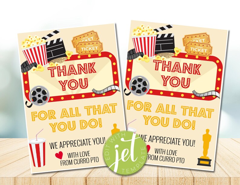 Editable Movie Appreciation Gift Tags, Hollywood Themed Teacher Week ...