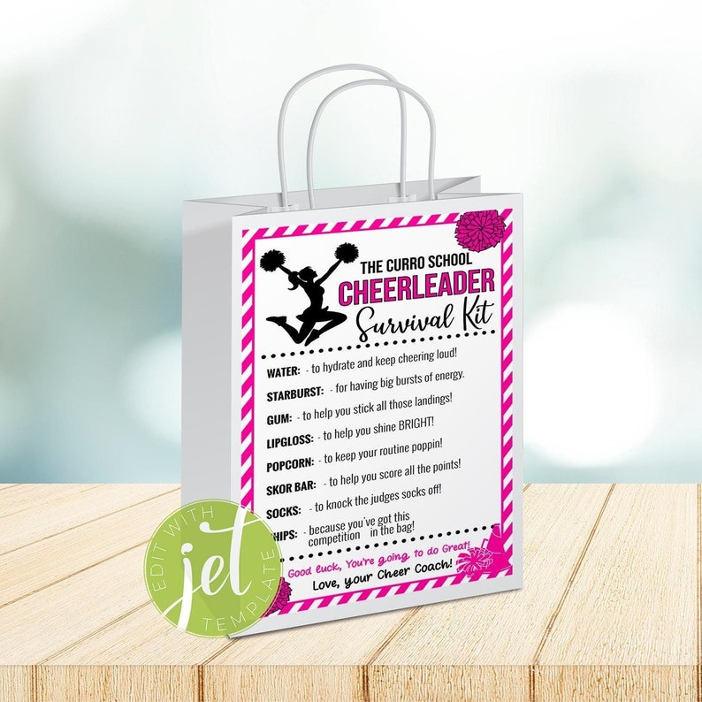 EDITABLE Cheerleader Survival Kit, Cheer Team Gift, Team Kids School ...