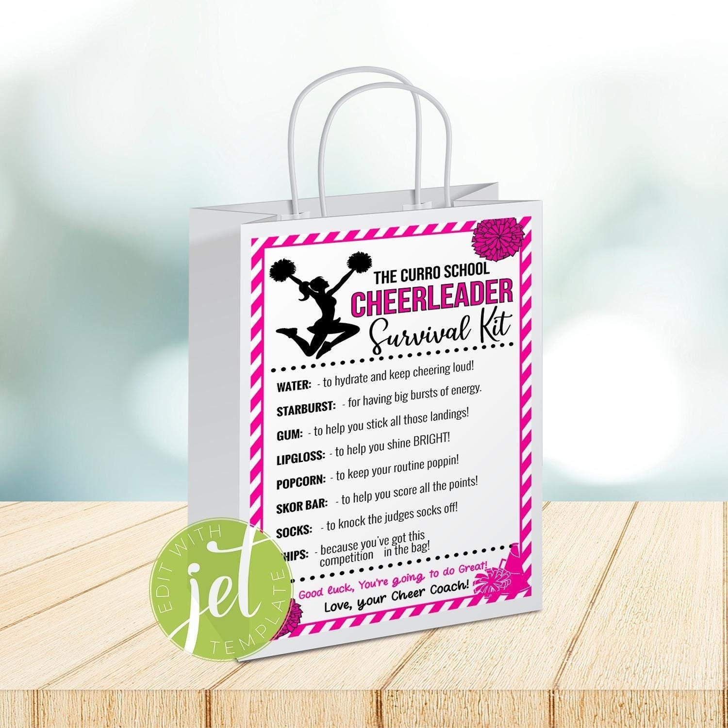 EDITABLE Cheerleader Survival Kit, Cheer Team Gift, Team Kids School ...