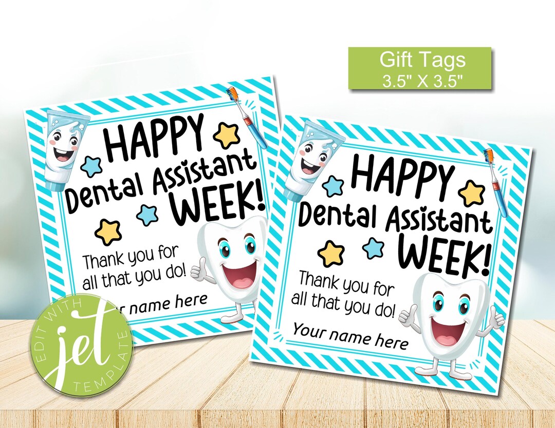 Editable Dental Assistant Week, Dental Assistant Recognition Week Gift ...