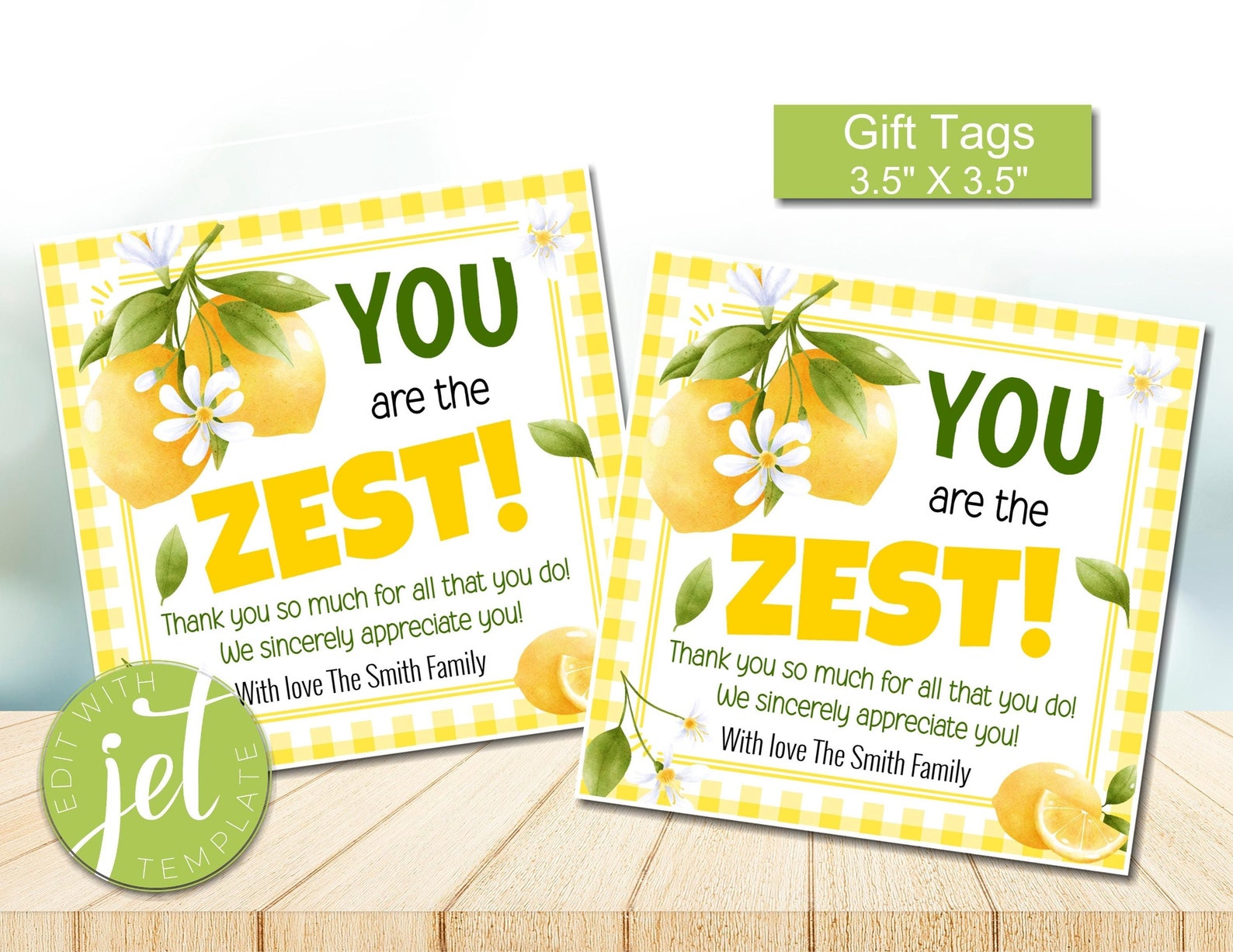 Editable Lemons Gift Tag, You Are the Zest, Lemon Theme Appreciation ...