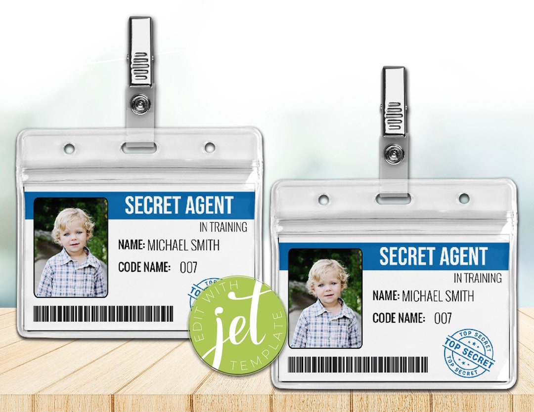 Editable Secret Agent in Training Badge, Spy Birthday Party, Printable ...
