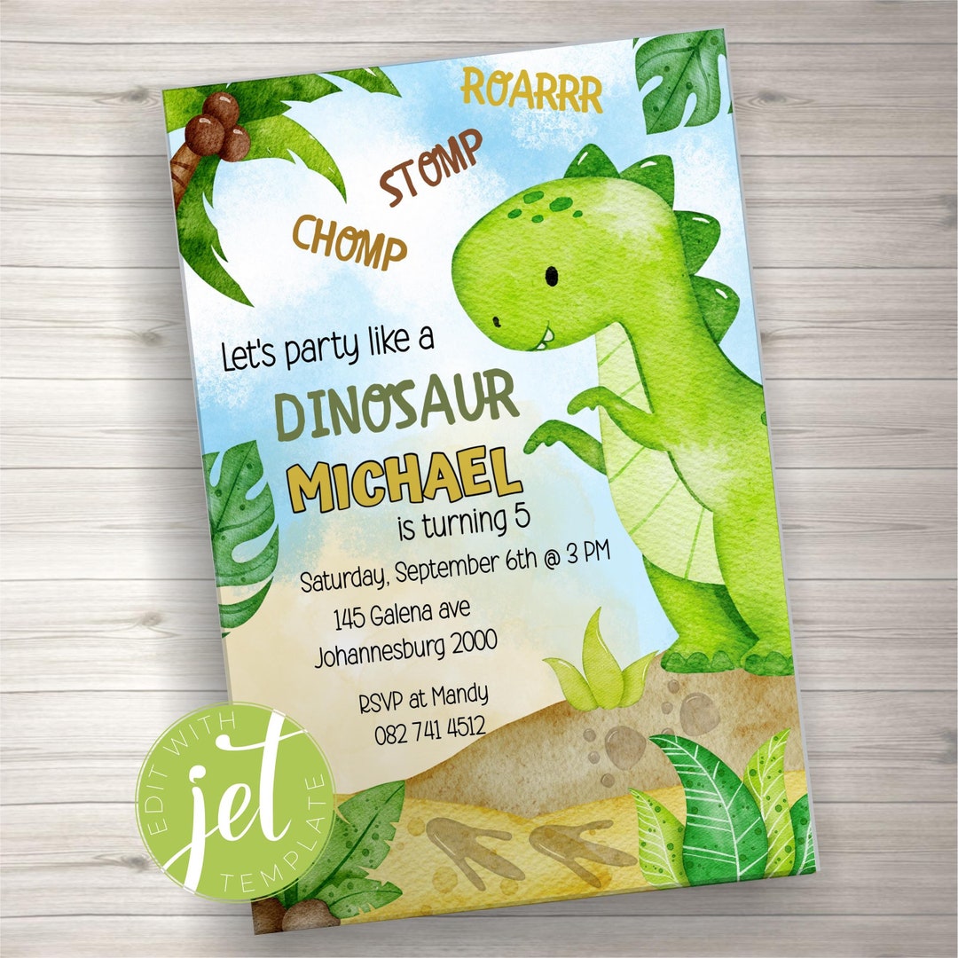 EDITABLE Dinosaur Party Invitation, Dino Party Invite, Dino-mite Party ...