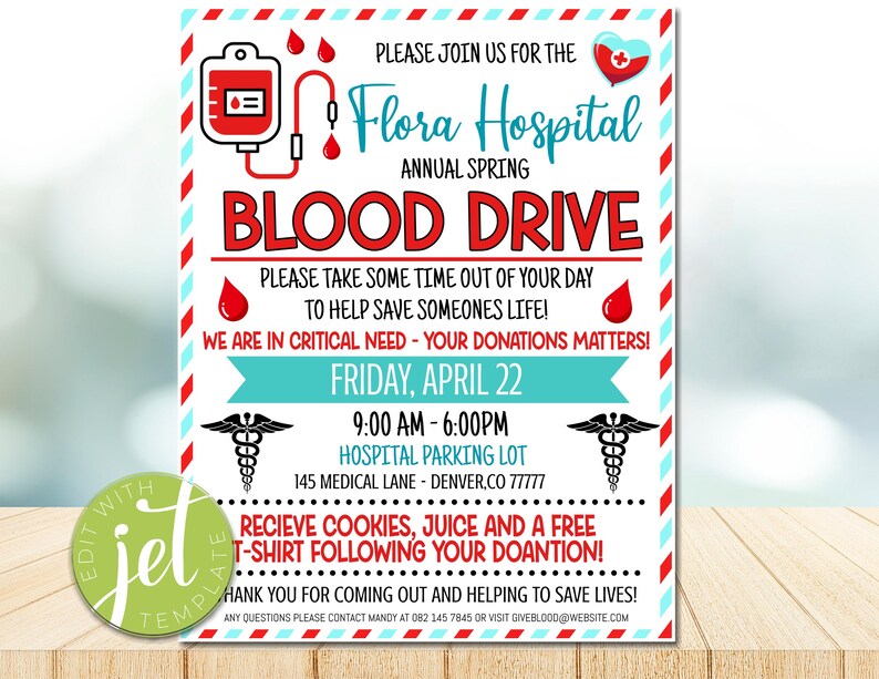 Editable Blood Driver Flyer, Community Health Flyer, Red Cross Nurse ...