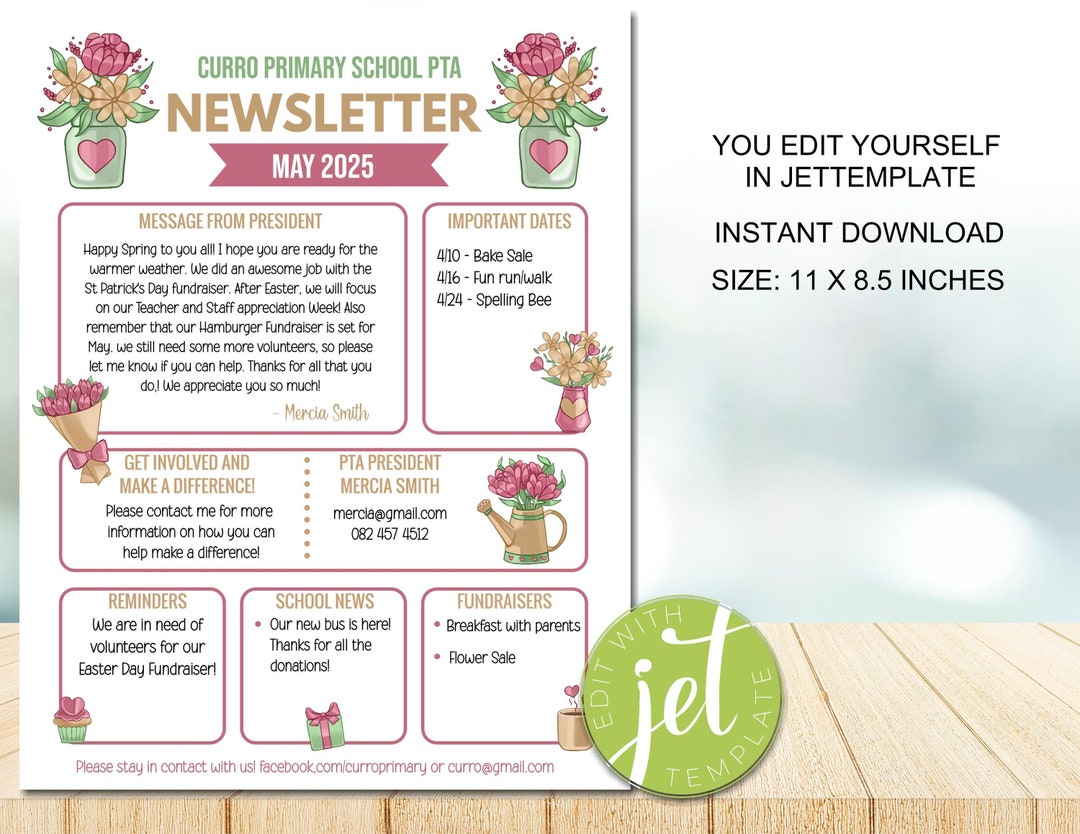 Editable May Newsletter Template, May Day PTO PTA School News, School ...